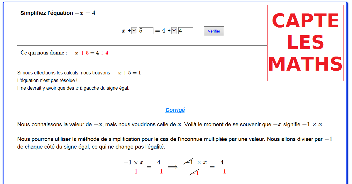 Comment simplifier une équation : termes multipliés ou divisés par un ...